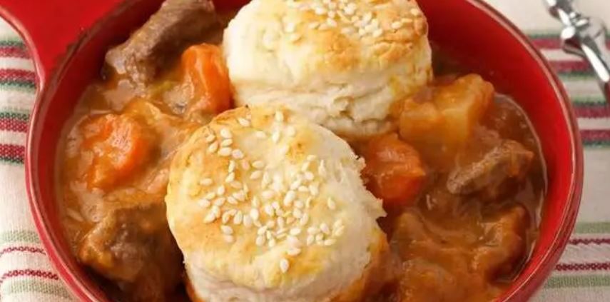 Beef Stew With Sesame Seed Biscuits - Brenda Gantt Recipes